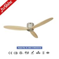 China 220V Flush Mount Ceiling Fan With Solid Wood Blades and 6 Speed Remote Control for sale