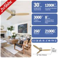 China 220V Flush Mount Ceiling Fan With Solid Wood Blades and 6 Speed Remote Control for sale