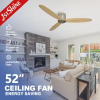 China 220V Flush Mount Ceiling Fan With Solid Wood Blades and 6 Speed Remote Control for sale