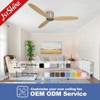 China 220V Flush Mount Ceiling Fan With Solid Wood Blades and 6 Speed Remote Control for sale
