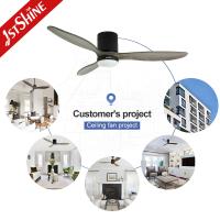 China Low Noise 52 Inch Solid Wood Flush Mount Ceiling Fan With LED Light for sale