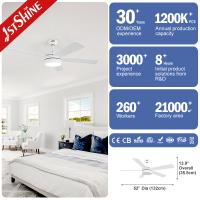 China 52 Inch Modern Ceiling Fan with LED Light and Energy Saving DC Motor for Whisper Quiet Operation for sale