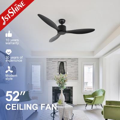 China 52 Inch Black Ceiling Fan with Silent DC Motor and 3 ABS Blades for Modern Minimalist Design for sale