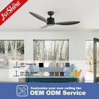 China 52 Inch Black Ceiling Fan with Silent DC Motor and 3 ABS Blades for Modern Minimalist Design for sale