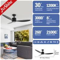 China 52 Inch Black Ceiling Fan with Silent DC Motor and 3 ABS Blades for Modern Minimalist Design for sale