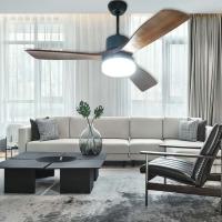 China CCC Energy Saving Black Low Profile Bedroom Ceiling Fan Led Light Time Set for sale