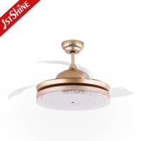 China Invisible Acrylic Lampshade Foldable Ceiling Fan With Dimmable Light for sale