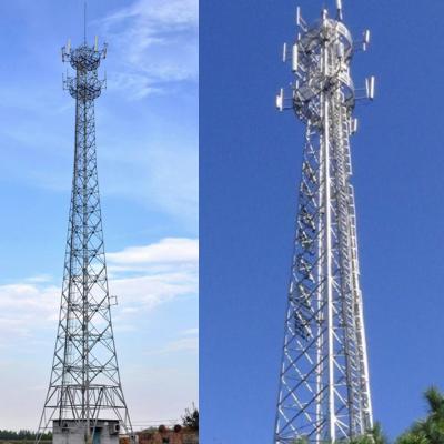 China 4 Legged Telecommunication Angular Steel Lattice Tower 60m Hot dip galvanization for sale