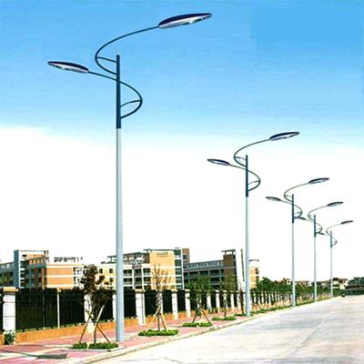 China Non Tapered HDG Spun Round Steel Street Light Pole With Double Arm Brackets for sale