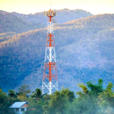 China Galvanized Steel Telecom Tower With White And Red Painting For ICAO Standard for sale