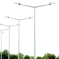 China Silver Galvanised Street Light Pole With Dual Arms Corrosion Resistance for sale