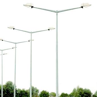 China Silver Galvanised Street Light Pole With Dual Arms Corrosion Resistance for sale