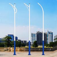 China Solar LED Street Lighting Pole Single Double Arm Steel Post for sale