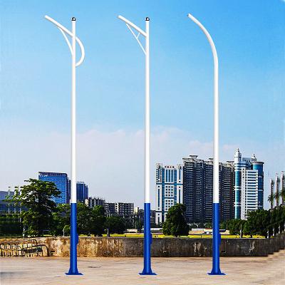 China Solar LED Street Lighting Pole Single Double Arm Steel Post for sale