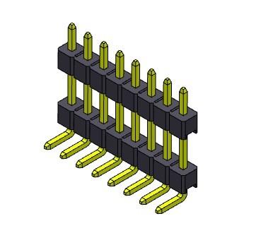 China Pin Header Connector 2.54mm Dual Row R/A TYPE 1*2PIN To 1*40PIN H=2.54MM for sale