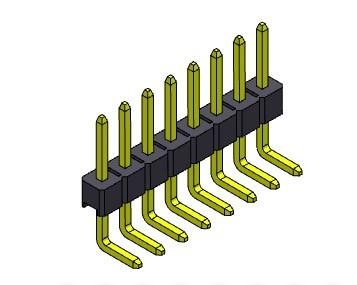 China Pin Header Connector 2.54mm Single Row R/A TYPE 1*2PIN To 1*40PIN H=2.54MM for sale