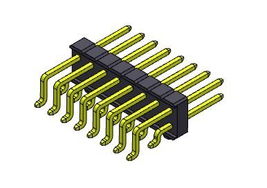 China Pin Header Connector 2.54mm Single Row  SMT TYPE With Pegs 2*2PIN To 2*40PIN H=2.54MM for sale