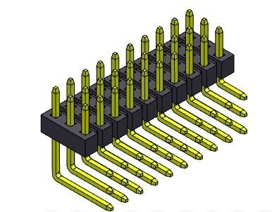 China Pin Header Connector 2.00mm Triple Row  Right Angle TYPE 3*2PIN To 3*40PIN H=2.00MM for sale