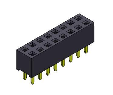 China Female Header Connector 2.54mm Dual Row Dip TYPE 2*2PIN To 2*40PIN H=5.65mm for sale