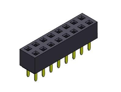 China 2.54mm Dual Row Female Header Connector Through Hole PCB Connector 2*2PIN To 2*40PIN H=5.00mm for sale