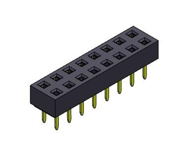 China 2.54mm Dual Row Female Header Connector Through Hole Type 2*2PIN To 2*40PIN H=3.50mm for sale