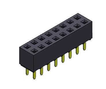 China Female Header Connector 2.54mm Dual Row Dip TYPE 2*2PIN To 2*40PIN H=5.60mm for sale