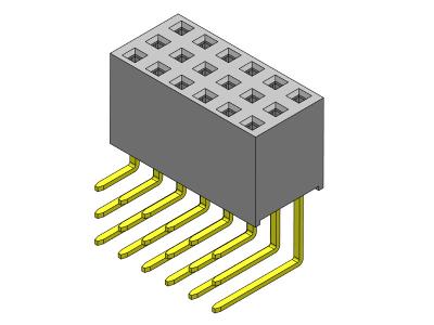 China Female PCB Header Connector 2.54mm Triple Row R/A Dip TYPE 3*3PIN To 3*40PIN for sale