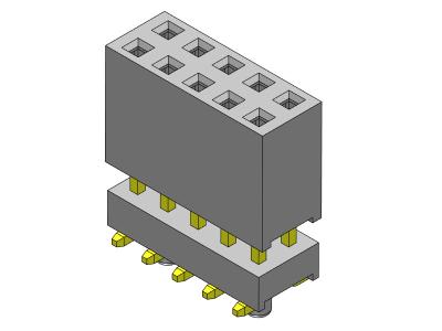 China Female Header Connector 2.54mm Dual Row Elevated Press Fit  SMT Type 2*3PIN To 2*40PIN for sale