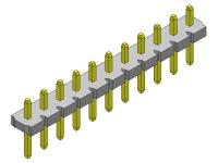 China Pin Header Connector 5.08mm Single Row  Dip TYPE 1*2PIN To 1*20PIN H=2.54MM for sale