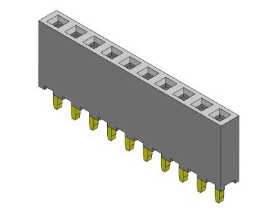 China Female Header Connector 2.00mm Single Row Dip TYPE 1*2PIN To 1*40PIN H=6.35mm for sale