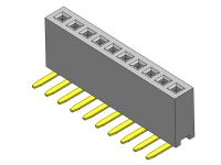 China Female Header Connector 1.27mm Single Row R/A Type 1*2PIN To 1*40PIN H=4.30mm for sale