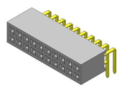 China Female Header Connector 1.27mm Dual Row R/A Type 2*3PIN To 2*50PIN H=4.40mm for sale