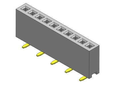 China Female Header Connector 1.27mm Single Row SMT Type 1*2PIN To 1*40PIN H=4.30mm for sale