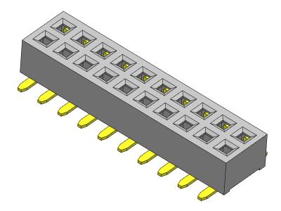 China Female Header Connector 1.27mm Dual Row With Pegs SMT Type 1*3PIN To 1*40PIN H=2.00mm for sale