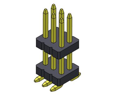 China Pin Header Connector 1.27mm Serise Dual Row Stack Straight SMT Type With Pegs 2*3PIN To 2*40PIN SQ0.40mm for sale