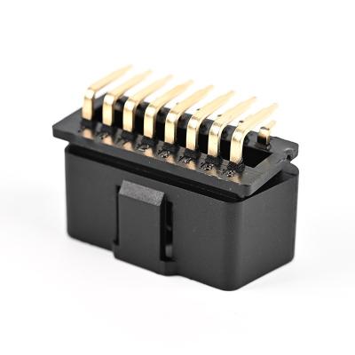 China Gold Plated Brass Contact 16-Pin Right Angle OBD II Connector SAE J1962 Compliant for Vehicle Diagnostics for sale