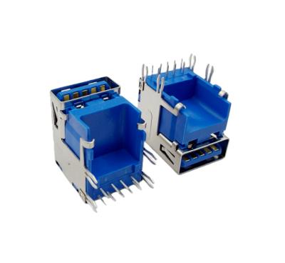 China USB 3.0 Type-A Female Right Angle DIP Connector PCB Mount for sale
