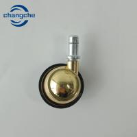 China Zinc Alloy Gold Threaded Stem Furniture Casters For Trolley 50mm Friction Stem for sale