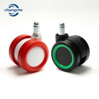 China 50mm Red PU Swivel Threaded Stem Furniture Casters For Trolley for sale