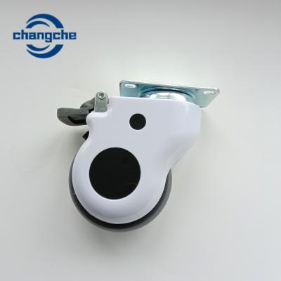 China White Polypropylene Hospital Bed Caster Wheels 5 Inch Belt Brake for sale