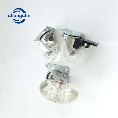 China Transparent PU Furniture Castors Wheels Swivel Plate 50mm Gel Office Chair Casters for sale