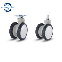 China 4 Inch TPR Hospital Bed Caster Wheels Beige Locking 125mm Twin Wheel Hospital Castor for sale