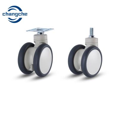 China 5 Inch TPR Hospital Bed Caster Wheels Dual Wheels Medical Trolley Castors With Brake for sale