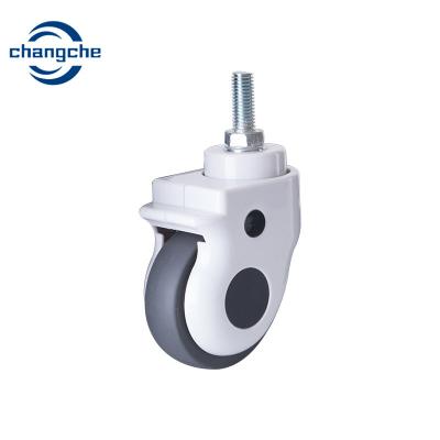 China TPR Rubber Hospital Bed Caster Wheels Beige Swivel Threaded Stem Locking Castor Wheel for sale