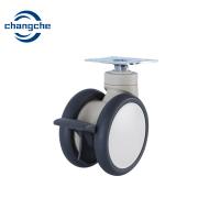 China TPR Hospital Bed Caster Wheels 4 Inch Twin Wheels Medical Castors With Brake for sale