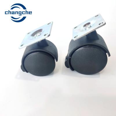 China Furniture PP Blue Swivel Casters With Brake Plate Stem 50mm For Chairs for sale