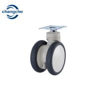 China TPR Hospital Bed Caster Wheels 4 Inch Twin Wheels Medical Castors With Brake for sale