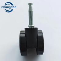 China Oblique Stem Movable Wheel With Stop 50mm Black PU Furniture Caster for sale
