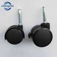 China Oblique Stem Movable Wheel With Stop 50mm Black PU Furniture Caster for sale