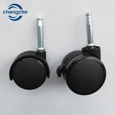 China Oblique Stem Movable Wheel With Stop 50mm Black PU Furniture Caster for sale